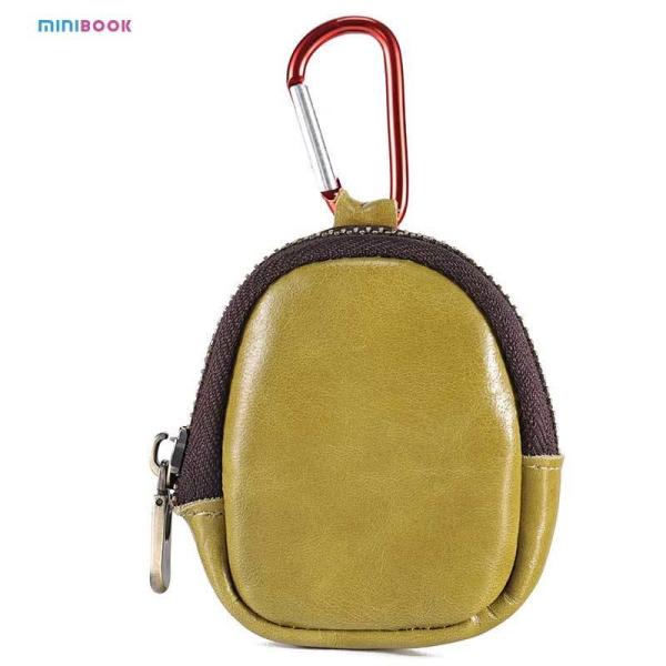 Quality Unisex Daily Life Genuine Leather Mini Earphone Shell Keychain with Carabiner for sale