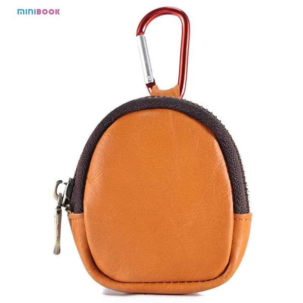 Quality Unisex Daily Life Genuine Leather Mini Earphone Shell Keychain with Carabiner for sale