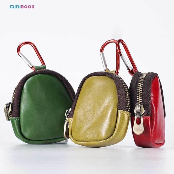 Quality Unisex Daily Life Genuine Leather Mini Earphone Shell Keychain with Carabiner for sale