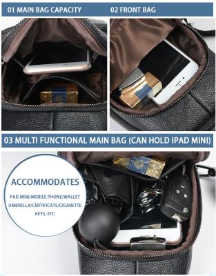 Cina Acceptabile OEM ODM Borsa da petto maschile pelle vera con carica USB e senza decorazione in vendita