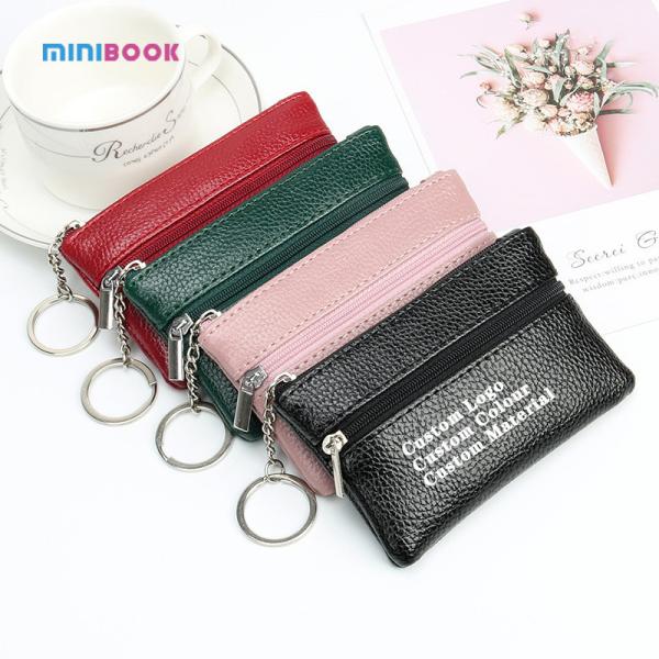 Quality ISO9001 Certified Short Zipper Wallet with Vintage Style Minibook Keychain Coin Purse for sale