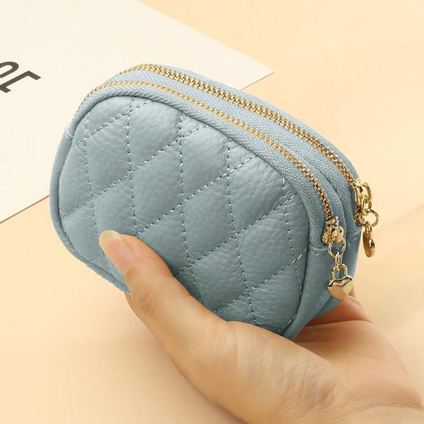 Quality Double Zipper Large Capacity Keychain Pouch for Women Made of Genuine Cowhide for sale
