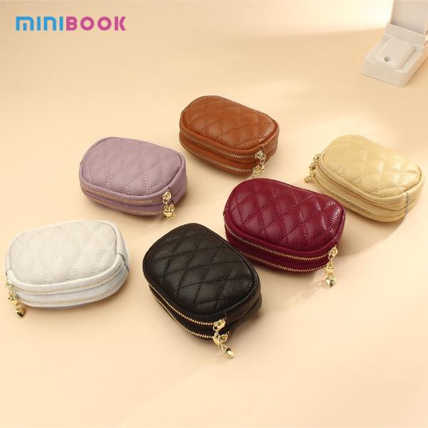 Quality Double Zipper Large Capacity Keychain Pouch for Women Made of Genuine Cowhide for sale