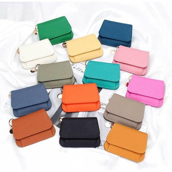 Quality Business Candy Color Portable Wallet Genuine Leather Clutch Coin Purse for Girls for sale