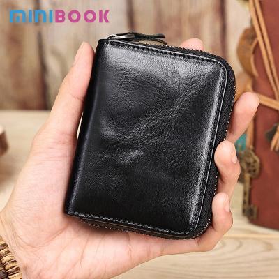 Cina Borsa da moneta unisex con grande capacità e chiusura a cerniera RFID in pelle in vendita