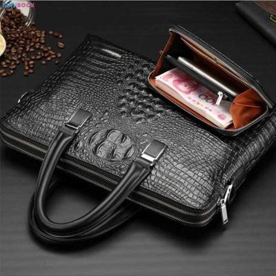 China End Crocodile Embossed Genuine Leather Business Handbags Briefcase Laptop Bag for Men Te koop