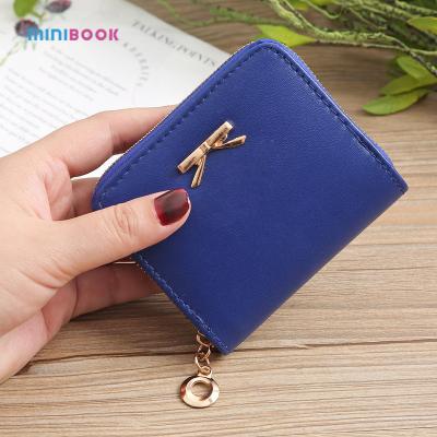 Cina Personalizzazione Bowknot Letter Logo Borse brevi Borsa di monete con cerniera per donne in vendita