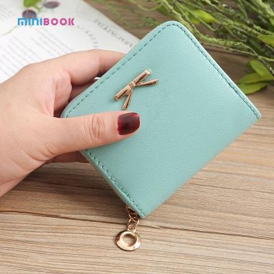 Cina Personalizzazione Bowknot Letter Logo Borse brevi Borsa di monete con cerniera per donne in vendita