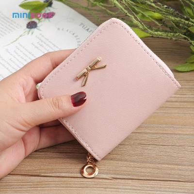 Cina Personalizzazione Bowknot Letter Logo Borse brevi Borsa di monete con cerniera per donne in vendita