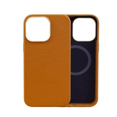 Cina Logo personalizzato Validable Genuine Pebble Leather Phone Case per iPhone 14 13 12 11 Pro Max in vendita