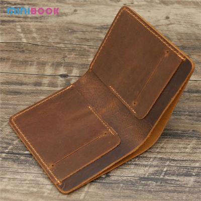 Cina Minibook a chiusura aperta in cuoio originale portacarte multifunzione portafogli per uomini in vendita