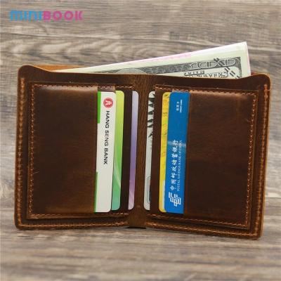 Cina Minibook a chiusura aperta in cuoio originale portacarte multifunzione portafogli per uomini in vendita