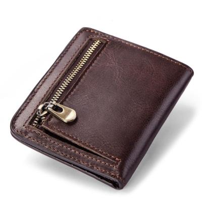 Cina Minibook Portafoglio in pelle di mucca per uomini Pelle reale di pelle Slim Clip di denaro e cerniera Monete Borsa in vendita