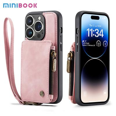 Cina Ricarica wireless Copertina per telefono cellulare in pelle a prova di urti per iPhone 14 Pro Max in vendita