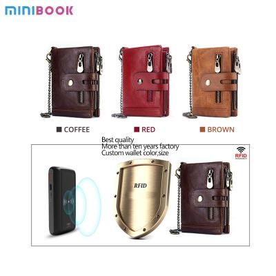 Cina Mini portafoglio per piccoli oggetti in pelle genuina in stile vintage borsa RFID di lusso in vendita