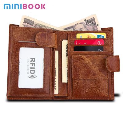 Cina Portafoglio in pelle di mucca da uomo con logo personalizzato, blocco RFID e clip monetario in design vintage in vendita