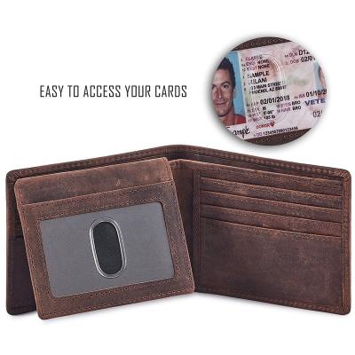 Cina Portafoglio in pelle a grano pieno da 12cm * 10cm * 2cm con blocco RFID e nessuna decorazione in vendita