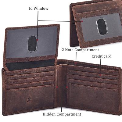 Cina Portafoglio in pelle a grano pieno da 12cm * 10cm * 2cm con blocco RFID e nessuna decorazione in vendita