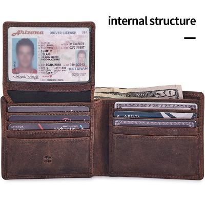 Cina Portafoglio in pelle a grano pieno da 12cm * 10cm * 2cm con blocco RFID e nessuna decorazione in vendita
