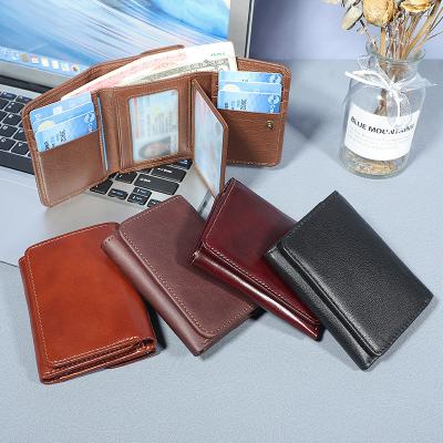 Cina Logo personalizzato Validabile Per Uomini Pelle RFID Bloccante Trifold Portafogli Titolare Carta di Credito in vendita