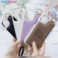 Quality Minibook Custom Saffiano Phone Case Mirror Wrist Strap and Card Holder for for sale