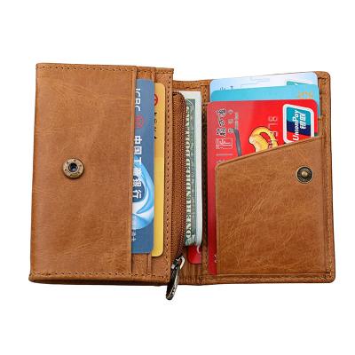 Cina 2024 Portafoglio a cerniera bifold corto per uomini Logo personalizzato e blocco RFID in pelle di mucca in vendita