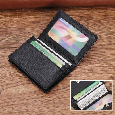 Cina Open Closure Genuine Leather Credit Card Wallet for 2024 Product Business Namecard Holder in vendita