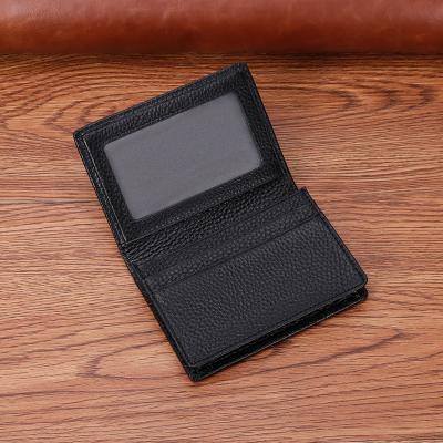 Cina Open Closure Genuine Leather Credit Card Wallet for 2024 Product Business Namecard Holder in vendita