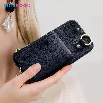 Cina Minibook Cassa per telefono in cuoio con cinghia per iPhone 14 pro max in vendita