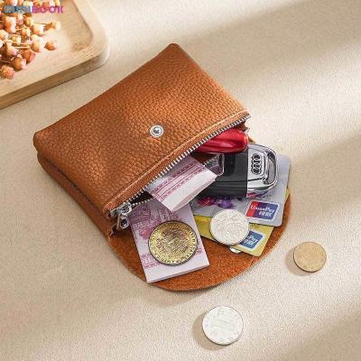 Cina Mini portafoglio femminile in cuoio originale a doppio strato con porta carte di credito e borsa da moneta in vendita