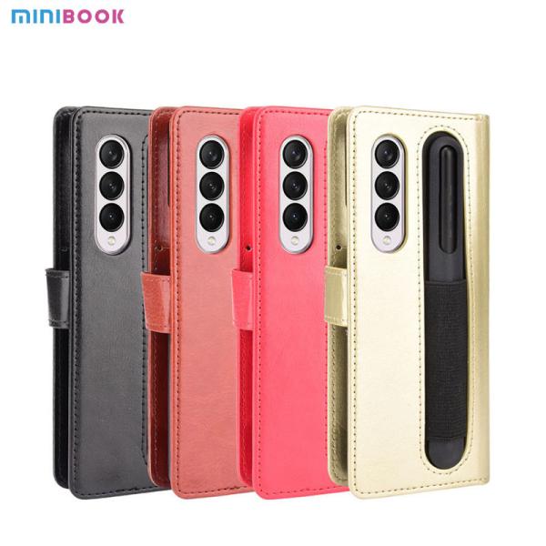 Quality Minibook Custom Hybrid Shockproof Embossed Logo Flip Wallet Leather Pen Hole Phone Case for sale