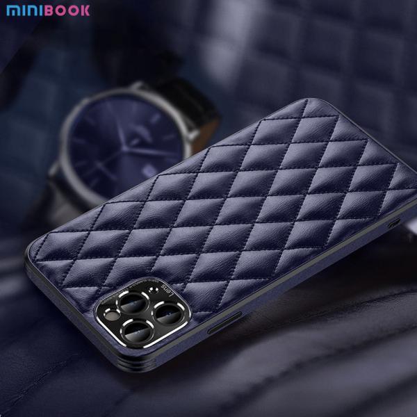 Quality Minibook Rhombic Grain Pu Leather Cellphone Case For Iphone 12 Pro Custom Logo for sale