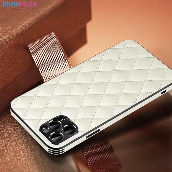 Quality Minibook Rhombic Grain Pu Leather Cellphone Case For Iphone 12 Pro Custom Logo for sale