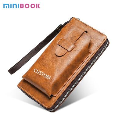 Cina Portafoglio da uomo con borsa da moneta rimovibile Capacità borsa da tasca con cerniera per telefono Borsa in pelle per prodotti in vendita