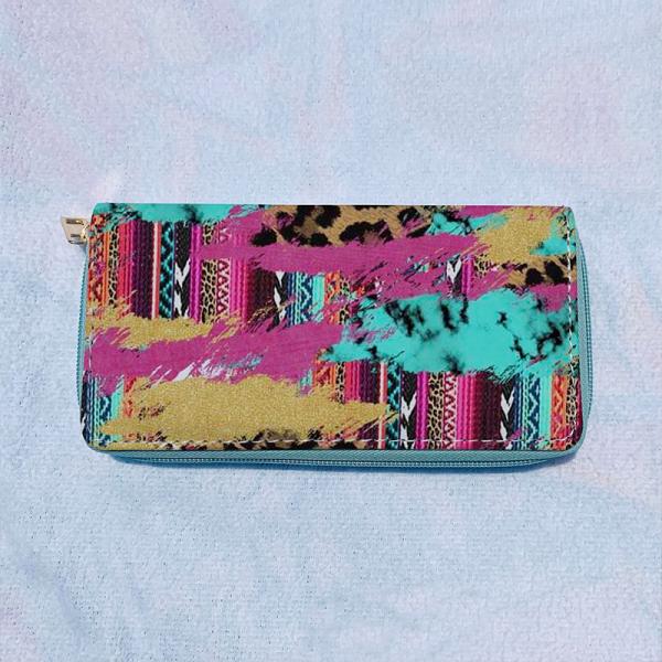 Quality Customizable Cow Print Aztec Cactus Smart Wallet for Western Style Fashion for sale