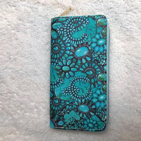 Quality Customizable Cow Print Aztec Cactus Smart Wallet for Western Style Fashion for sale