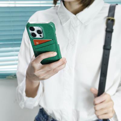 Cina Cassa per telefono in pelle originale per iPhone a prova di urti Coperta posteriore del portafogli in vendita