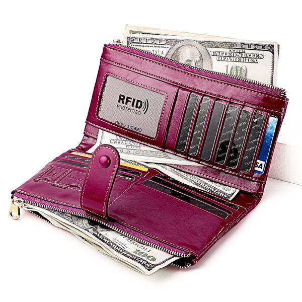 Quality Daily Life Essential RFID Anti-Theft Brush Long Wallet with Mobile Phone Coin for sale