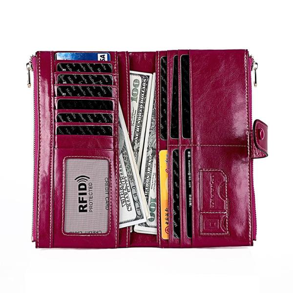 Quality Daily Life Essential RFID Anti-Theft Brush Long Wallet with Mobile Phone Coin for sale