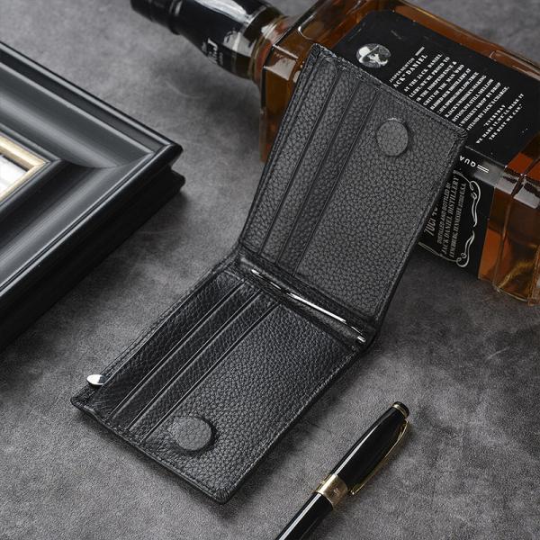 Quality Men's Genuine Leather Wallet Ultra-Thin Anti-Theft Brush Wallet for Business for sale