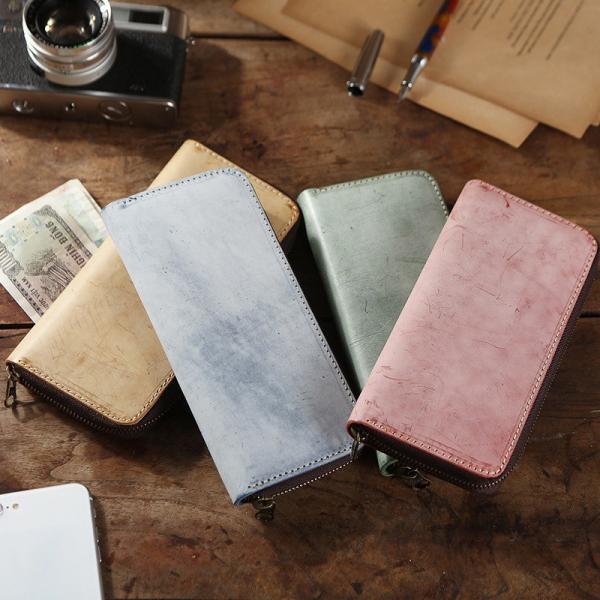 Quality Handmade Genuine Leather First Layer Vegetable Tanned Long Wallet Custom Logo for sale