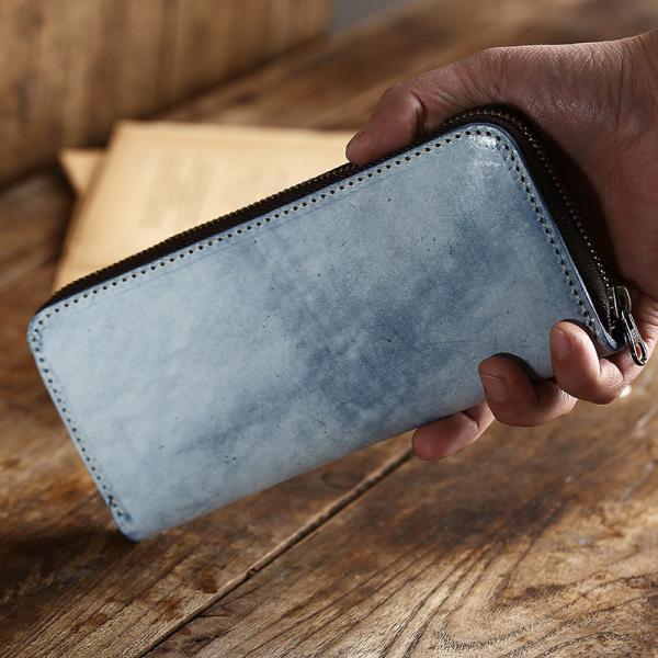 Quality Handmade Genuine Leather First Layer Vegetable Tanned Long Wallet Custom Logo for sale