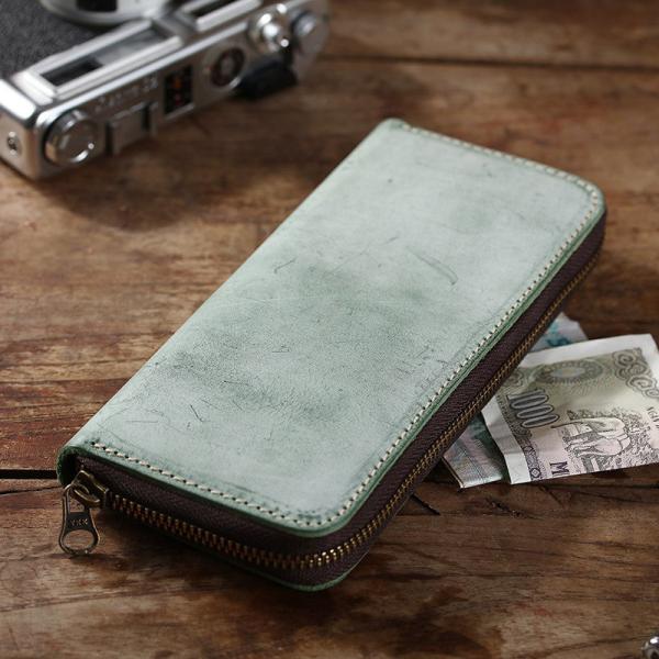 Quality Handmade Genuine Leather First Layer Vegetable Tanned Long Wallet Custom Logo for sale