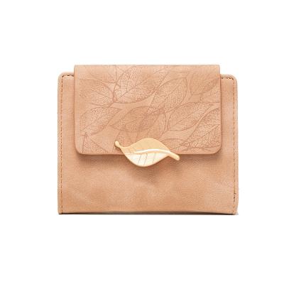 Китай Настроенный логотип PU Leaf Buckle Zipper Folding Student Coin Purse для простых и практичных продается