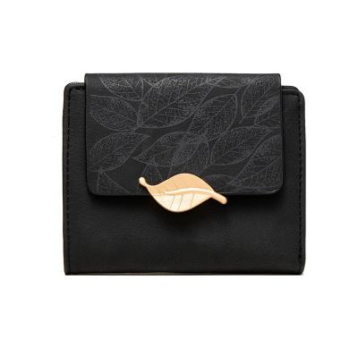 Китай Настроенный логотип PU Leaf Buckle Zipper Folding Student Coin Purse для простых и практичных продается
