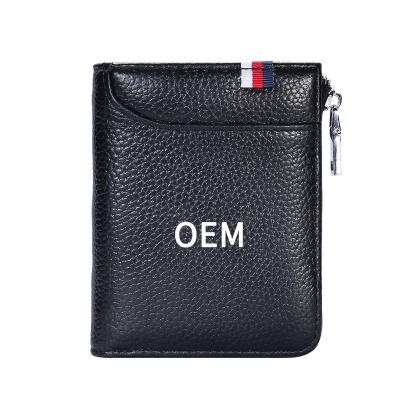 China Pequena Carteira de Homem de Couro Original Com Cartão de Cartão Bolsa de Zipper Casual Carteiras Padrão à venda