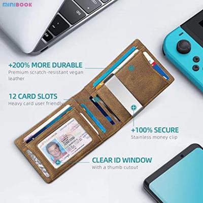 Cina Portafoglio RFID bloccante con logo personalizzato in cuoio PU per la vita quotidiana e portatore di carte di credito in vendita
