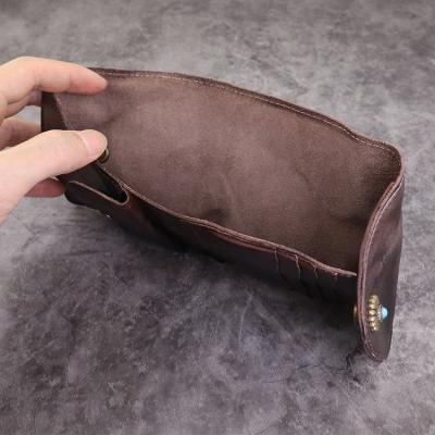 Cina Portafoglio da uomo in cuoio abbronzato a tre pieghe di primo strato di vegetale stile giapponese e alla moda in vendita