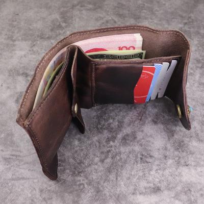 Cina Portafoglio da uomo in cuoio abbronzato a tre pieghe di primo strato di vegetale stile giapponese e alla moda in vendita