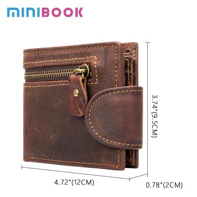 Cina Portafoglio originale in stile retrò per uomo con chiusura a cerniera e materiale in pelle originale in vendita